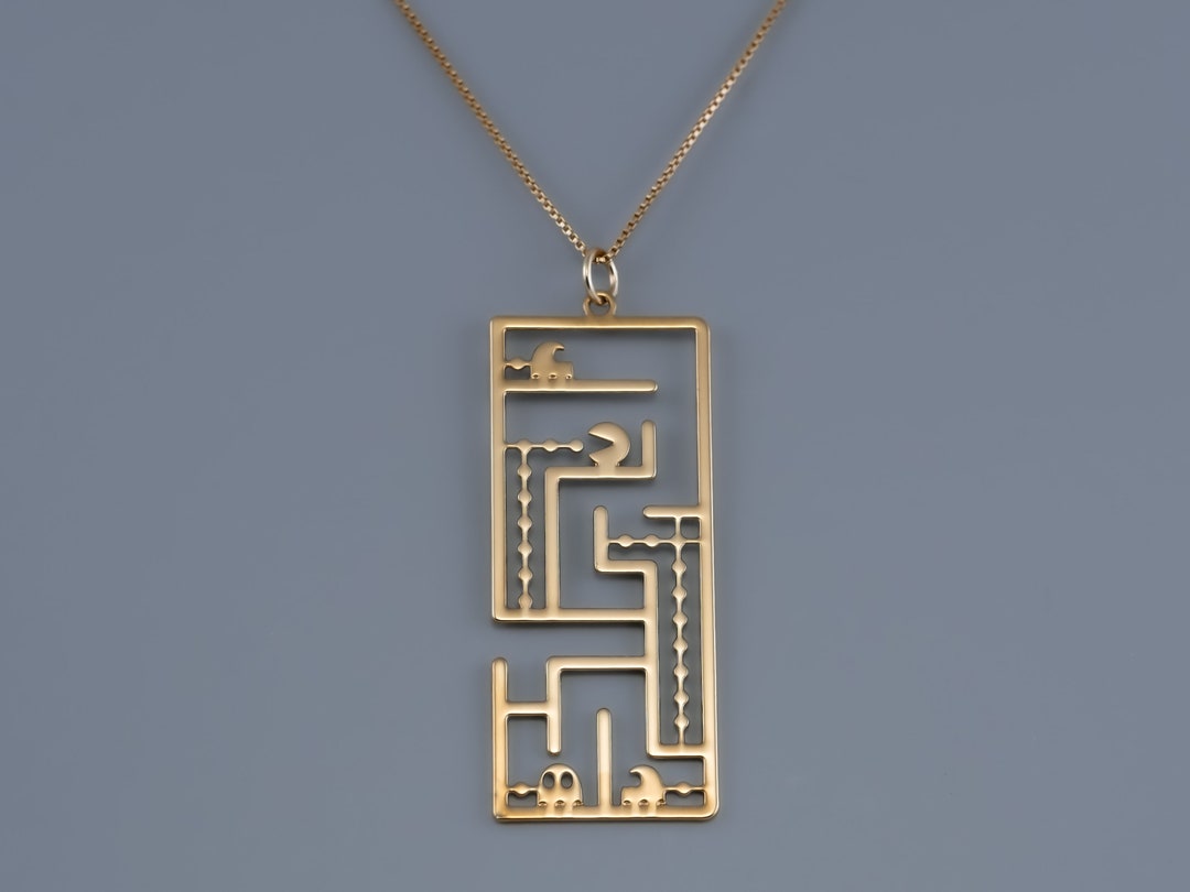 Pac-man Necklace, Golden Pac-man, Minimalist Pendant Jewelery - Etsy