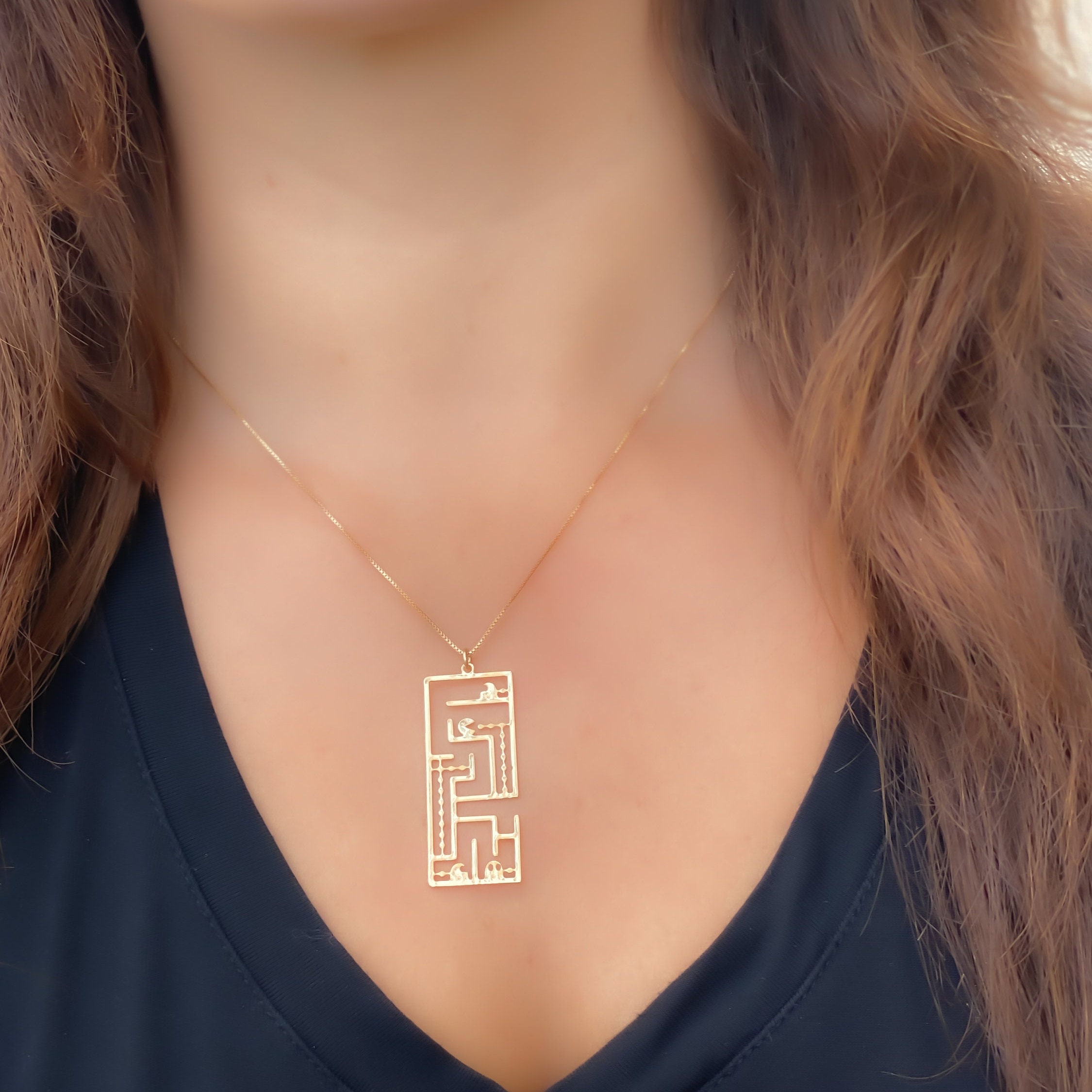 Pac-man Necklace, Golden Pac-man, Minimalist Pendant Jewelery - Etsy