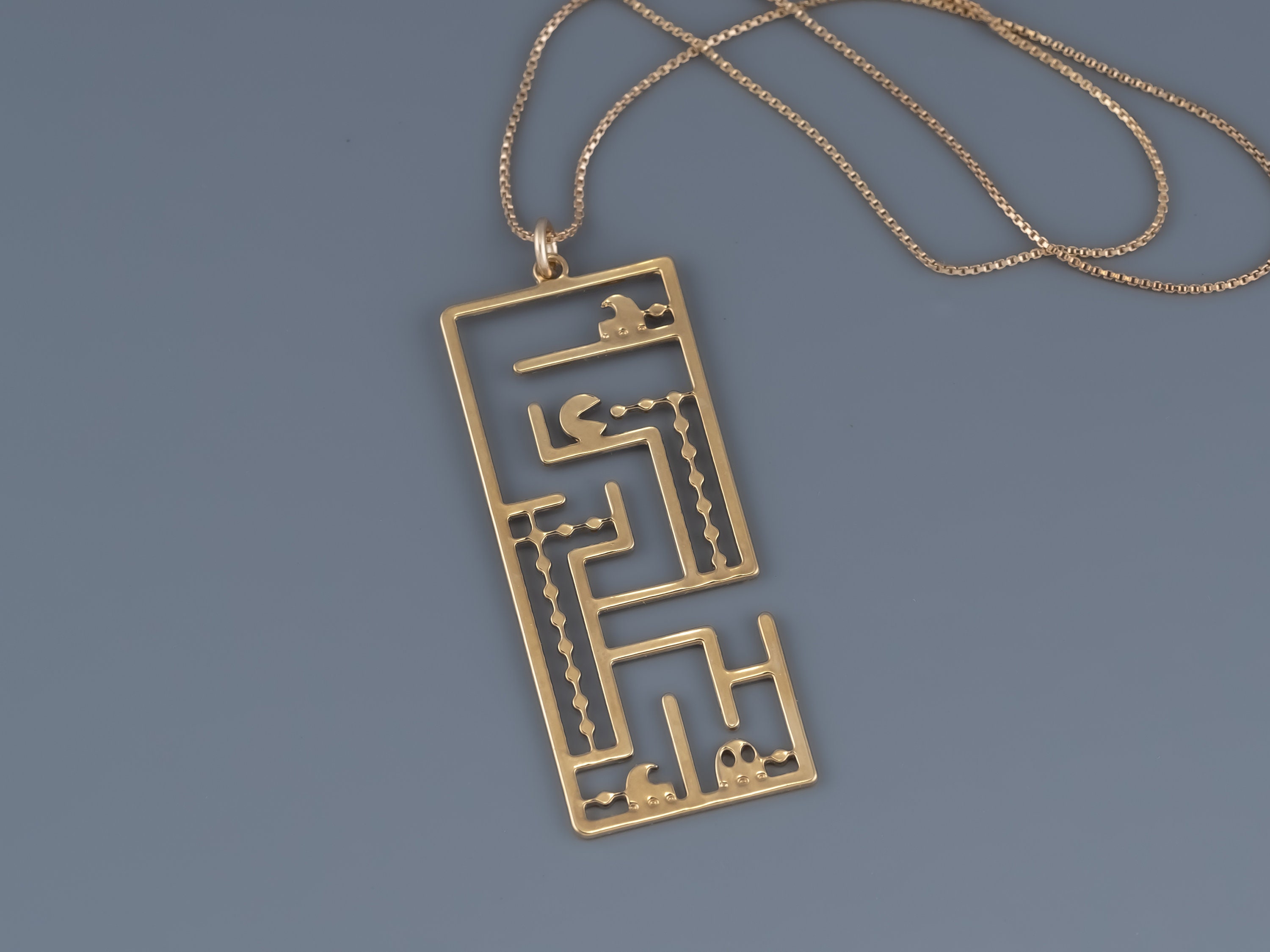 Pac-man Necklace, Golden Pac-man, Minimalist Pendant Jewelery - Etsy