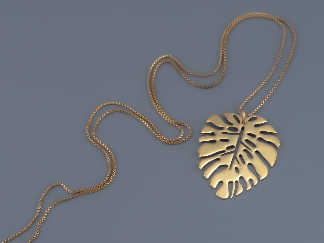 Monstera Leaf Necklace, Golden Leaf, Minimalist Pendant Jewelery - Etsy