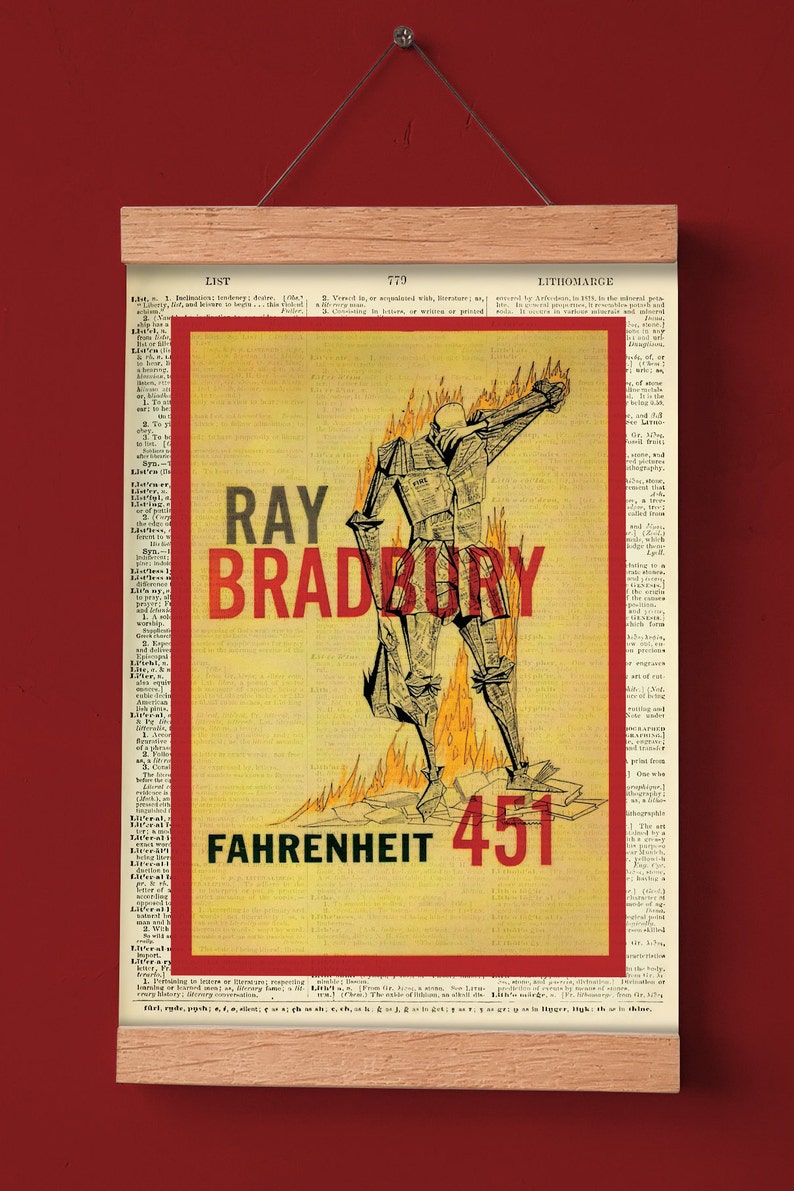 Fahrenheit 451 by Ray Bradbury, Printable Book Cover, Literary Poster ...
