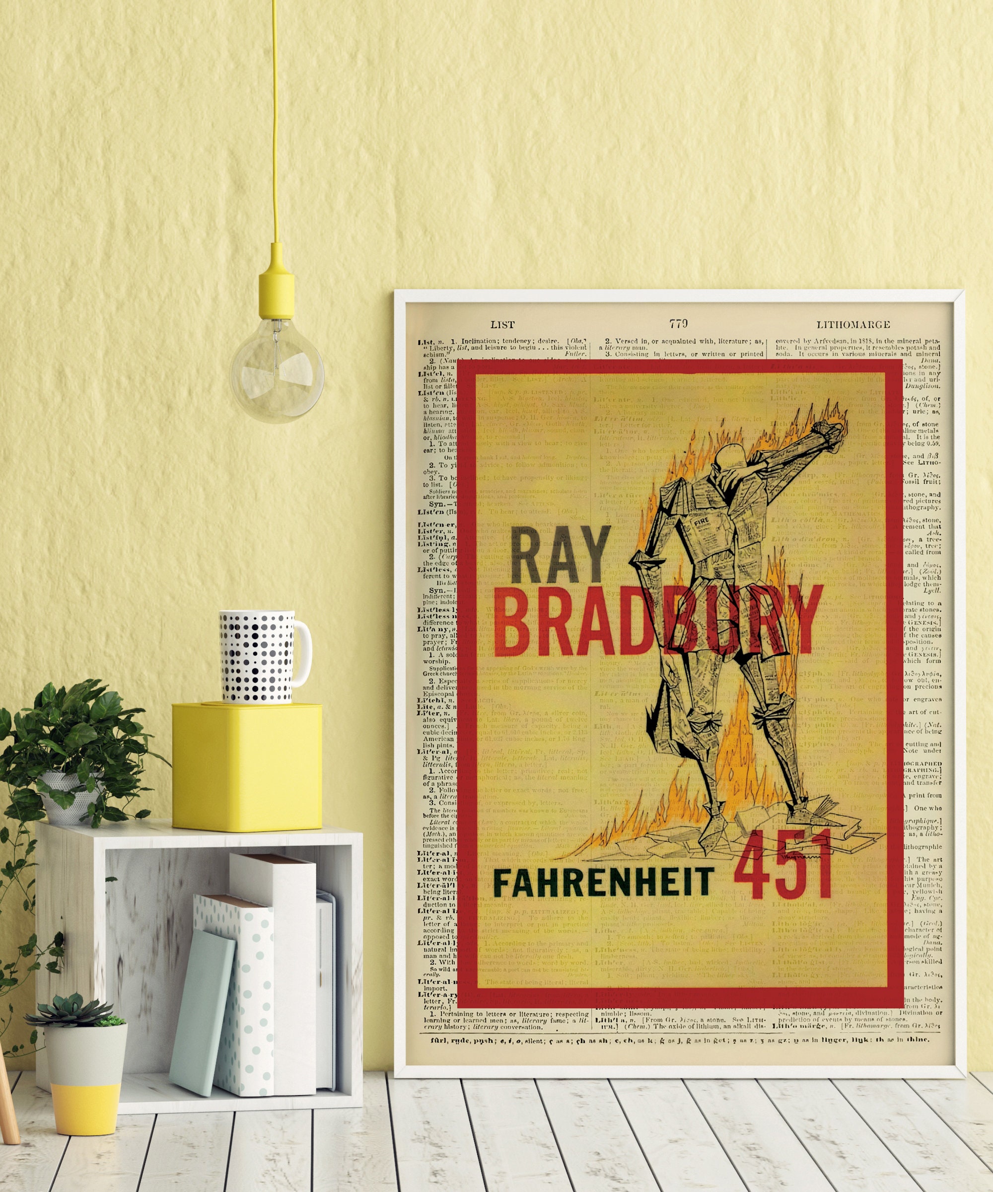 Fahrenheit 451 by Ray Bradbury, Printable Book Cover, Literary Poster ...