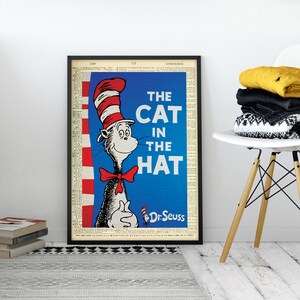 The Cat in the Hat by Dr.seuss, Printable Book Cover, Literary Poster ...