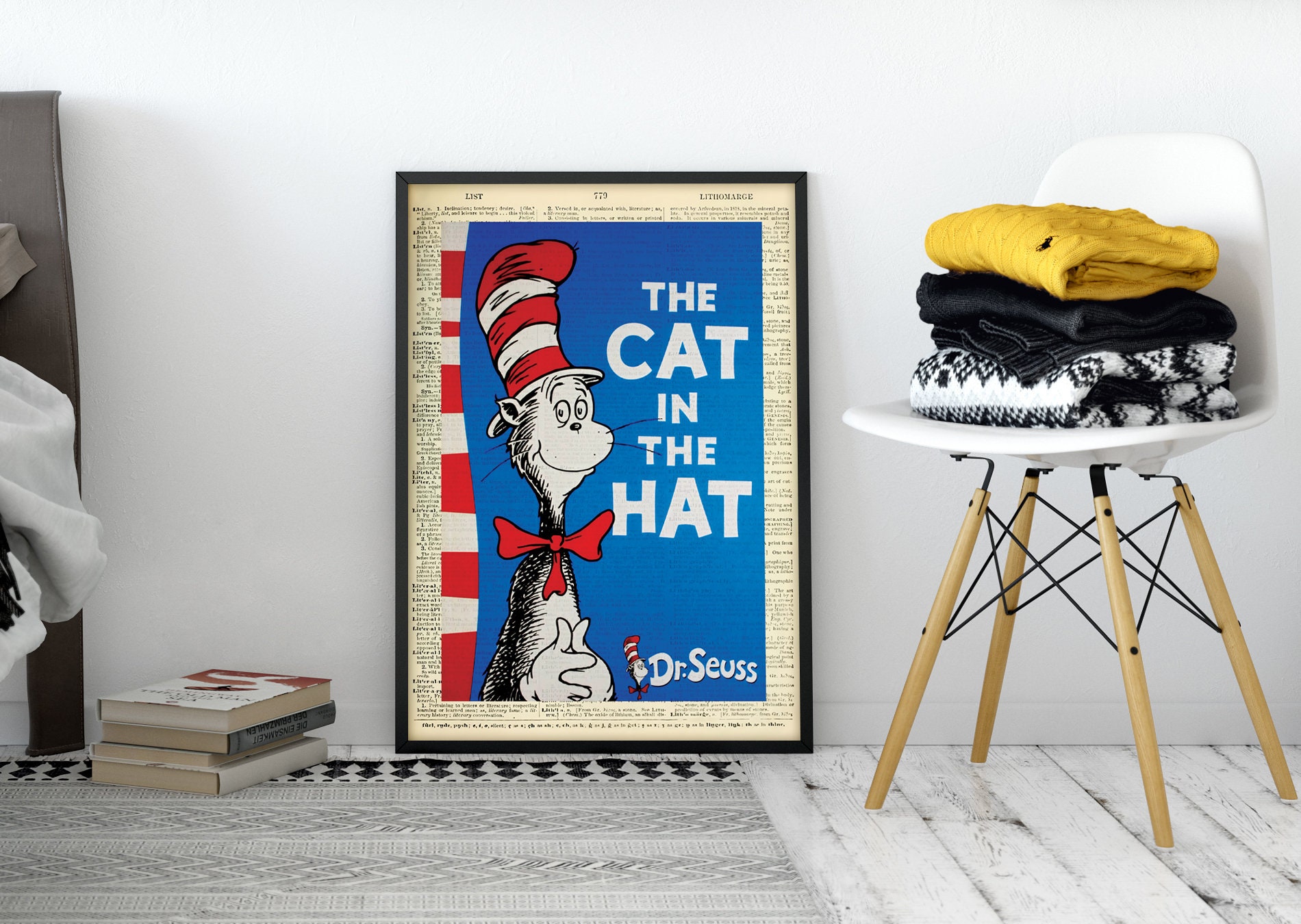 The Cat in the Hat by Dr.seuss, Printable Book Cover, Literary Poster ...
