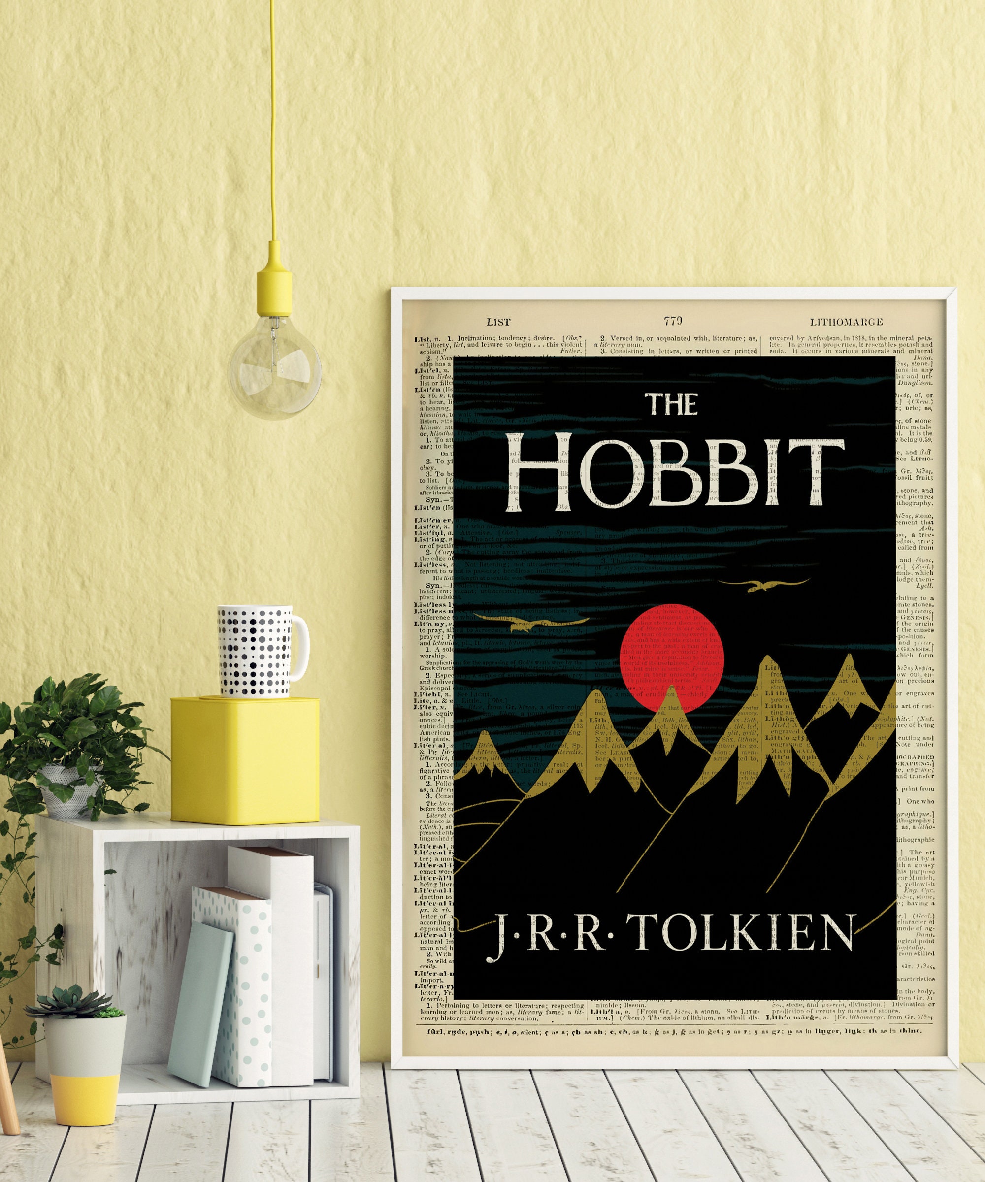 The Hobbit Printable Book Cover, J.R.R.Tolkien Print, Literary Poster ...