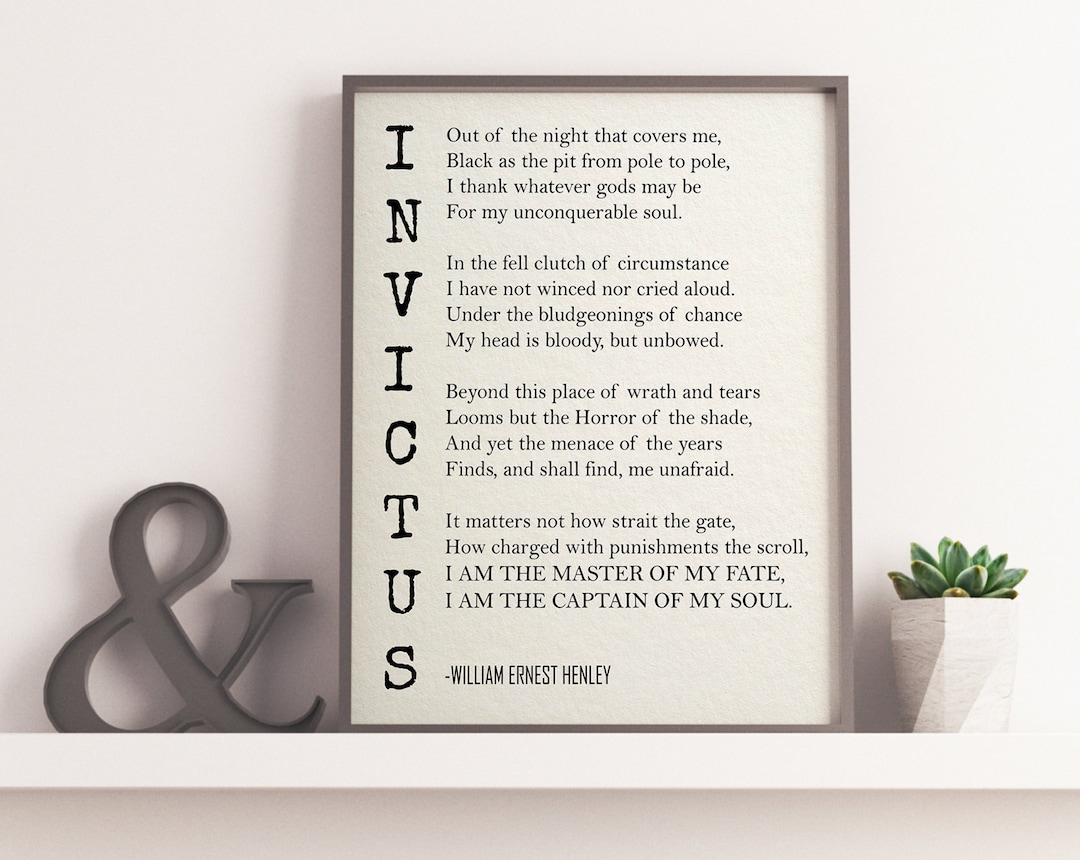 Invictus by William Ernest Henley, Printable Poetry, Poetry Wall Art ...