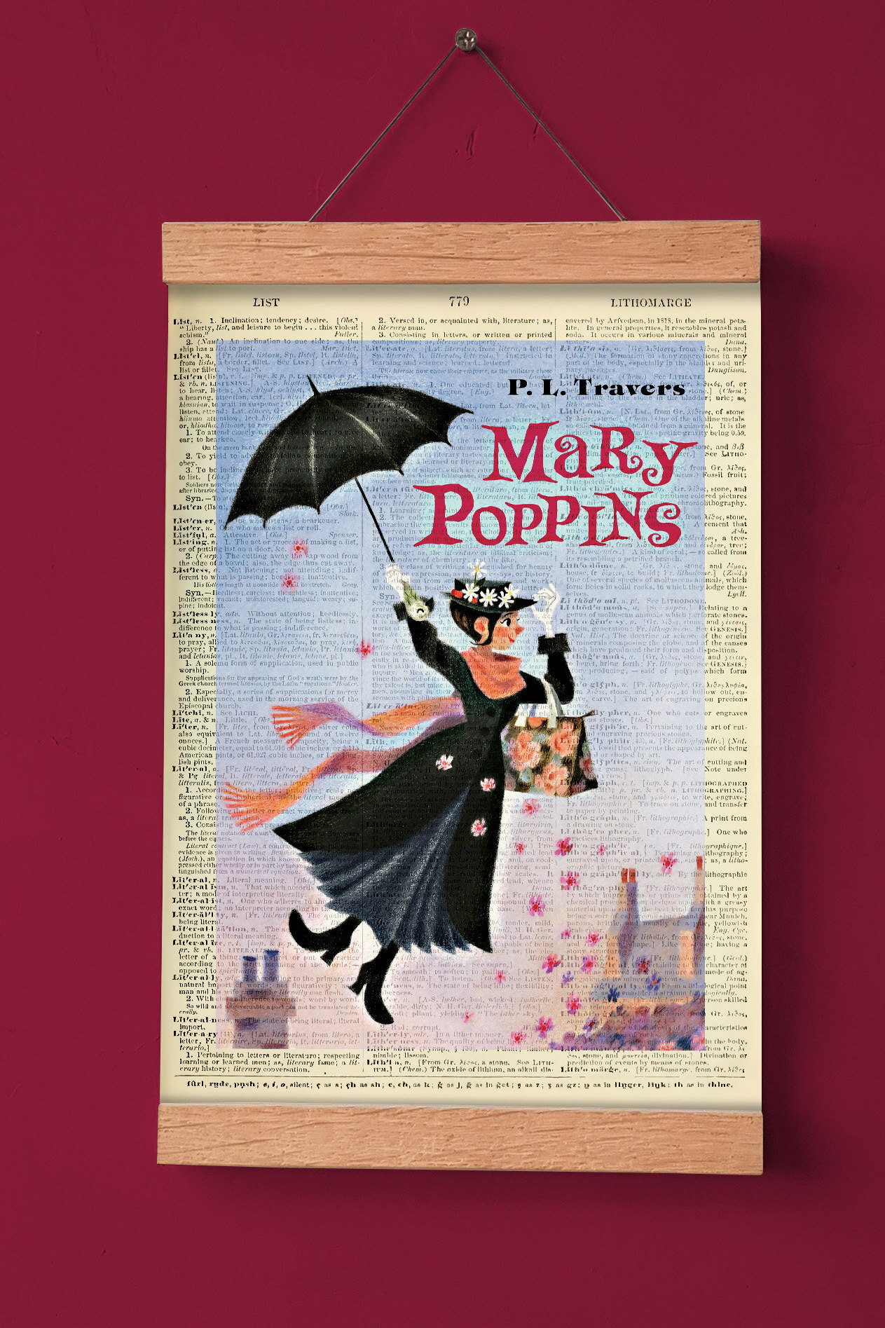 Book Cover of Mary Poppins by P.L.Travers Literary Poster | Etsy