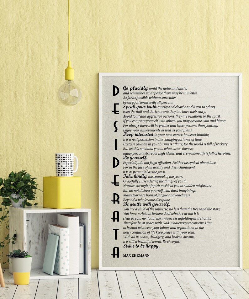Desiderata by Max Ehrmann, Printable Poetry, Poetry Wall Art, Literary ...