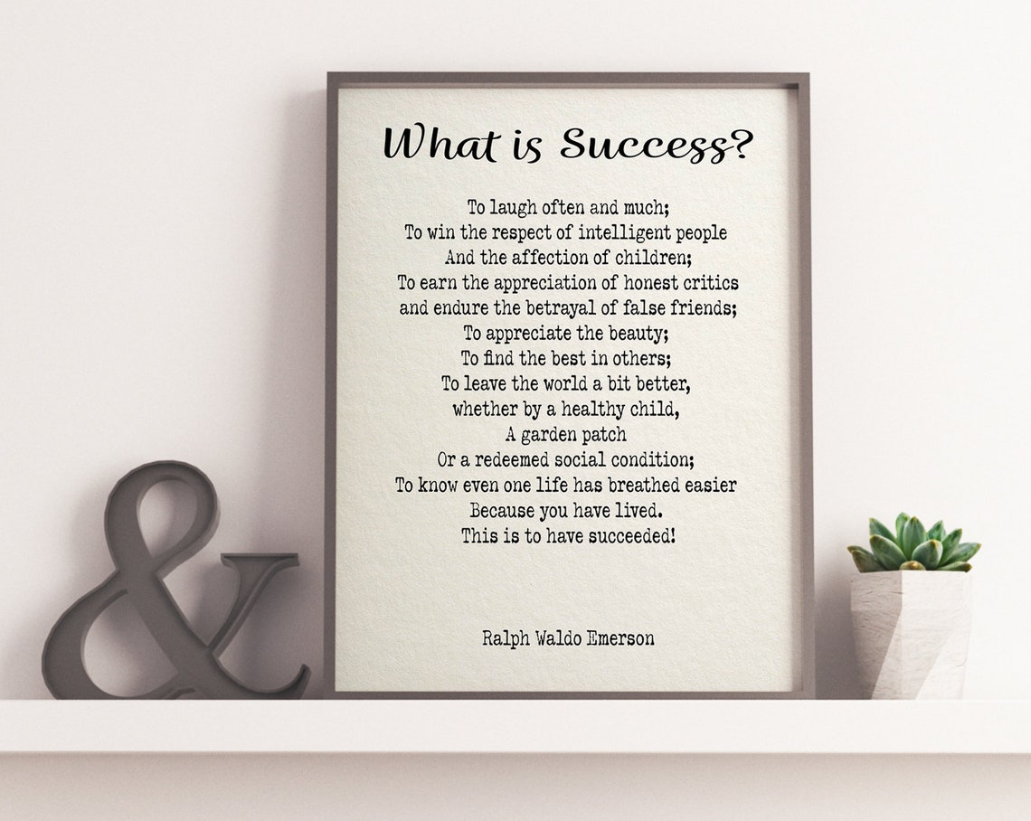 What is Success by Ralph Waldo Emerson, Printable Quote, Poetry Wall ...