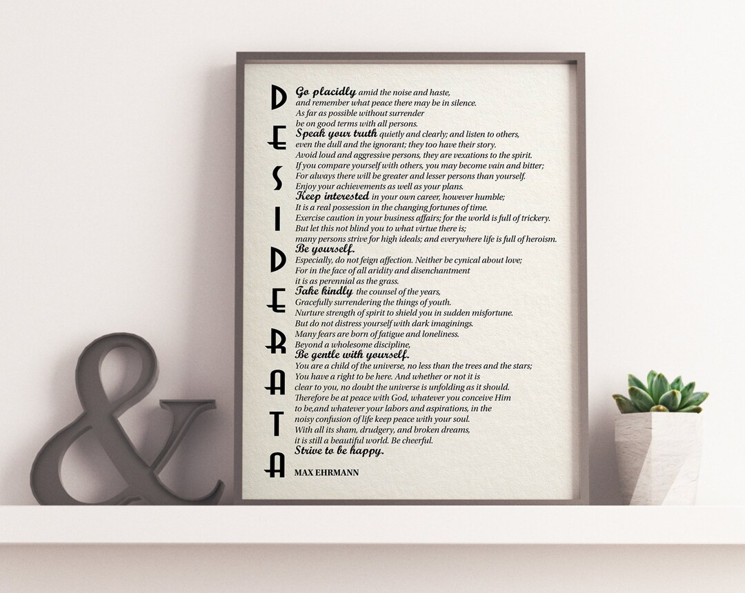 Desiderata by Max Ehrmann, Printable Poetry, Poetry Wall Art, Literary ...