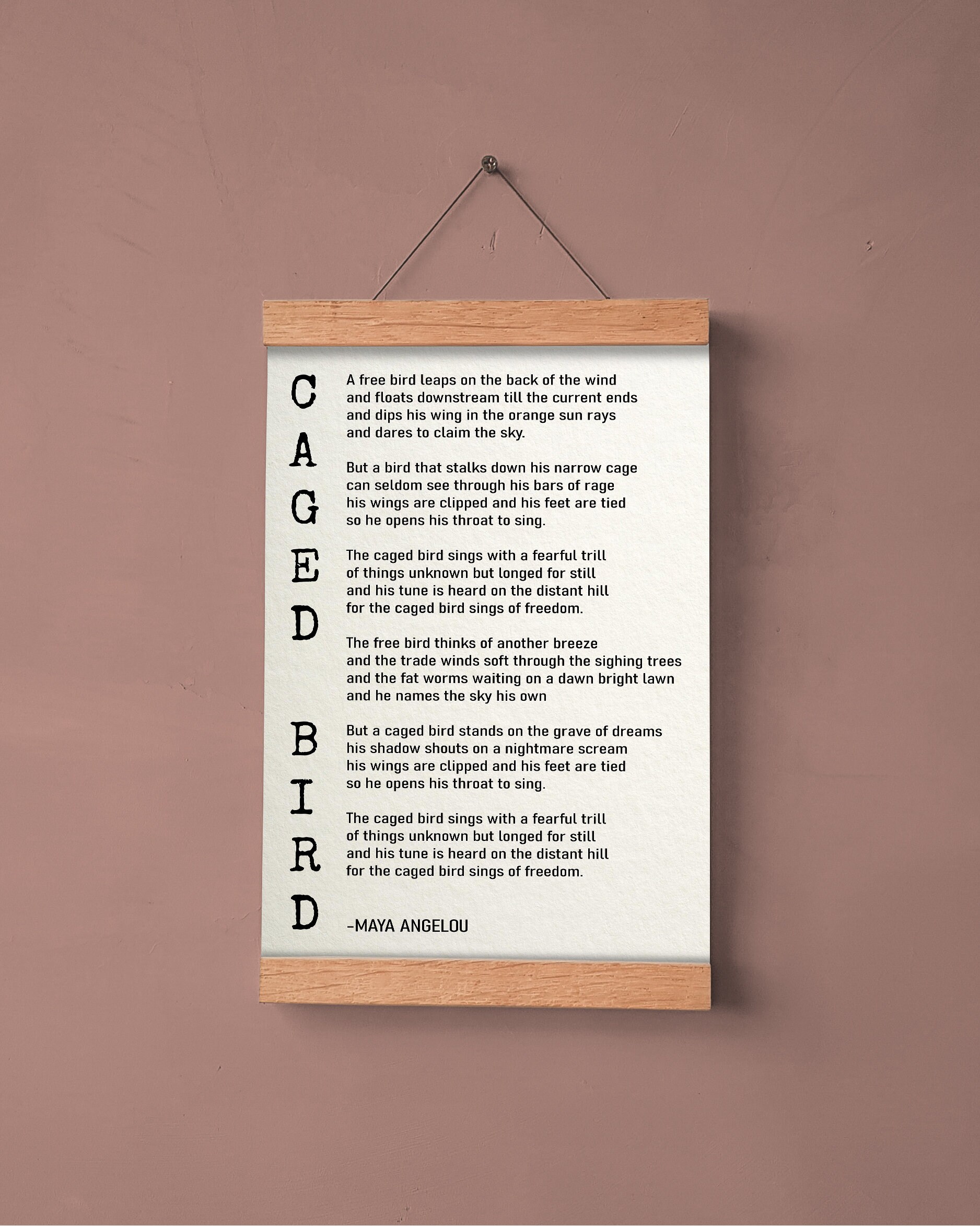 Caged Bird by Maya Angelou, Printable Poetry, Poetry Wall Art, Literary ...