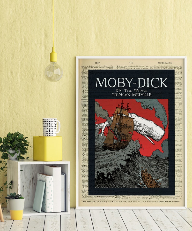 Printable Book Cover of Moby Dick by Herman Melville, Literary Poster ...