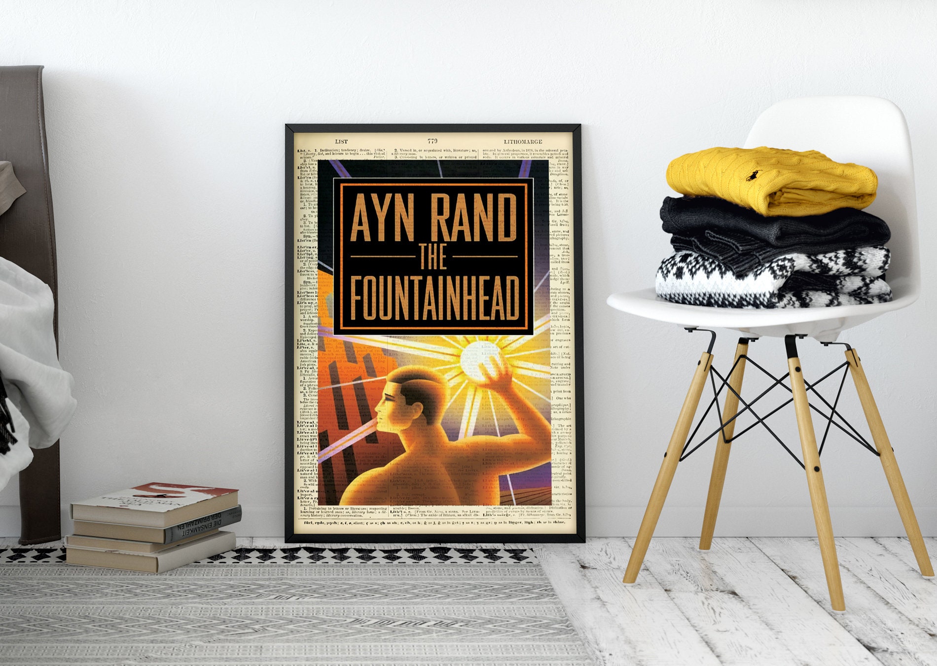 Fountainhead Printable Book Cover, Ayn Rand Print, Literary Poster ...