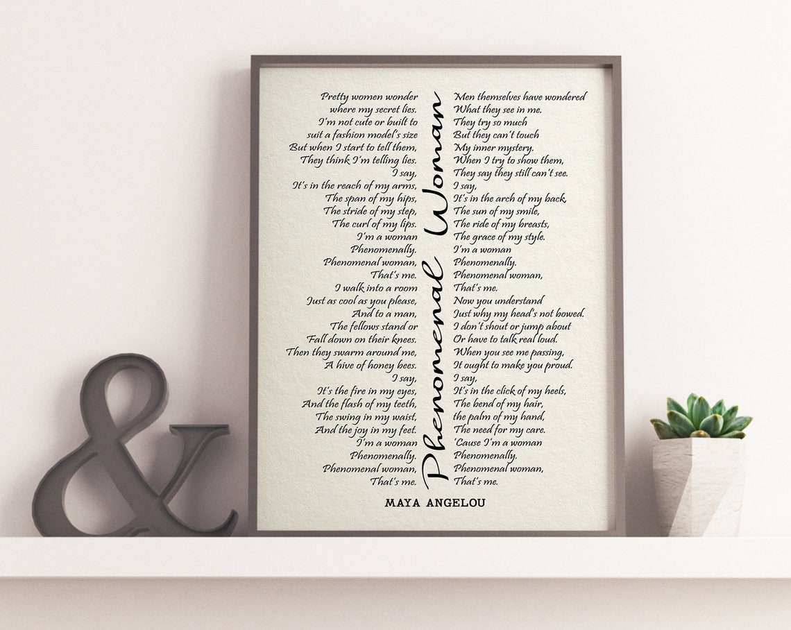 Phenomenal Woman by Maya Angelou, Printable Poetry, Poetry Wall Art ...