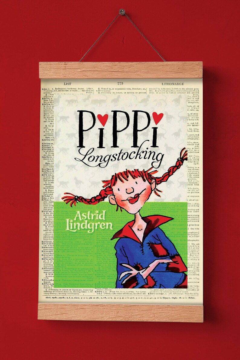 Pippi Longstocking by Astrid Lindgren, Printable Book Cover, Literary ...