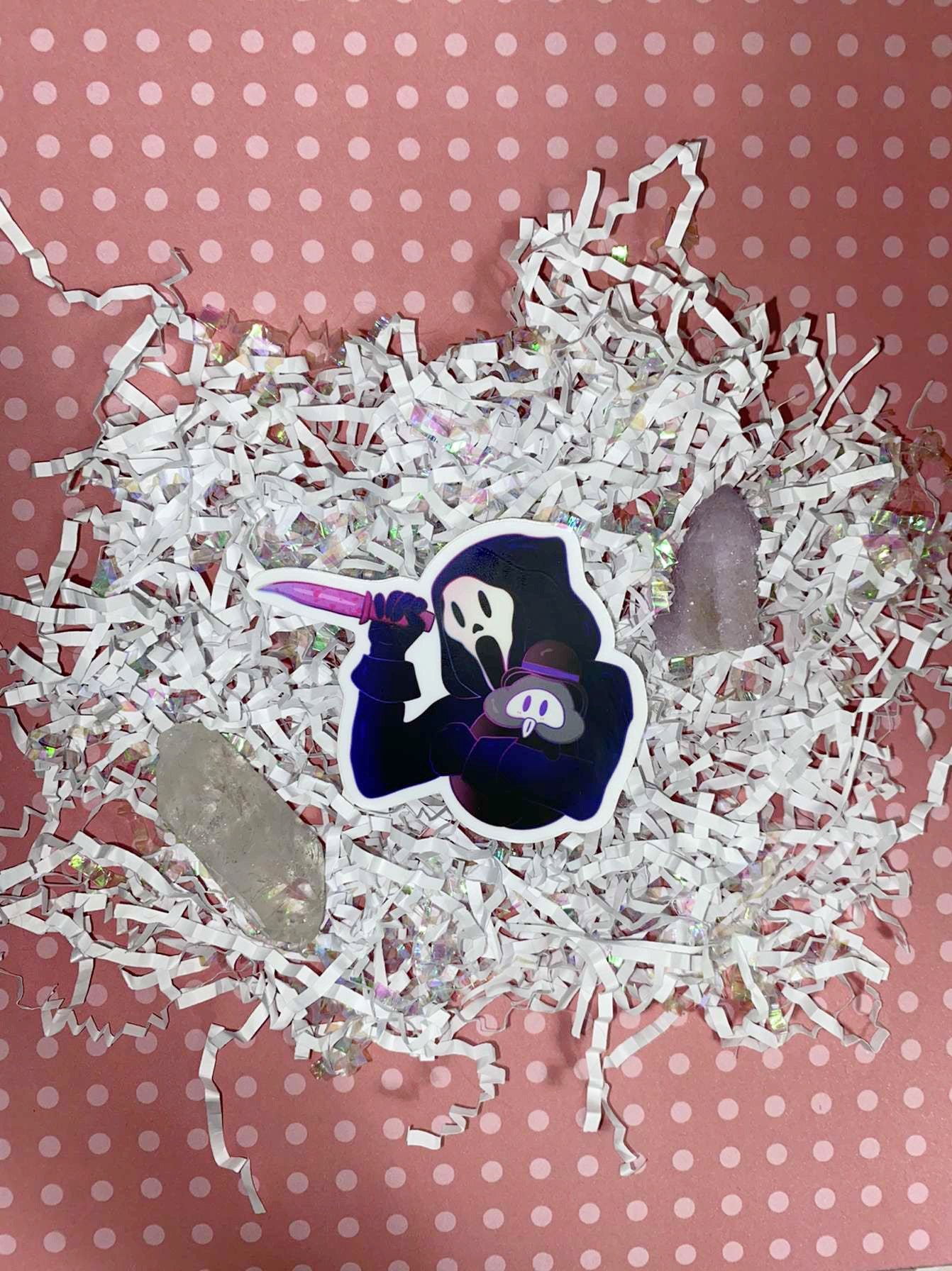 Scary Movie Ghost Face Plushie Sticker | Halloween | Kawaii Art | Cute ...