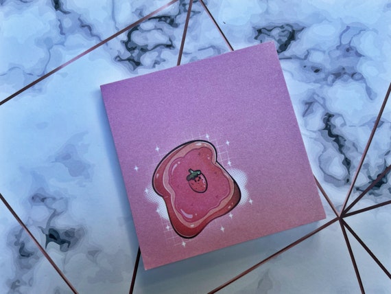 Strawberry Toast Sticky Notes Kawaii Notepads Food Art - Etsy