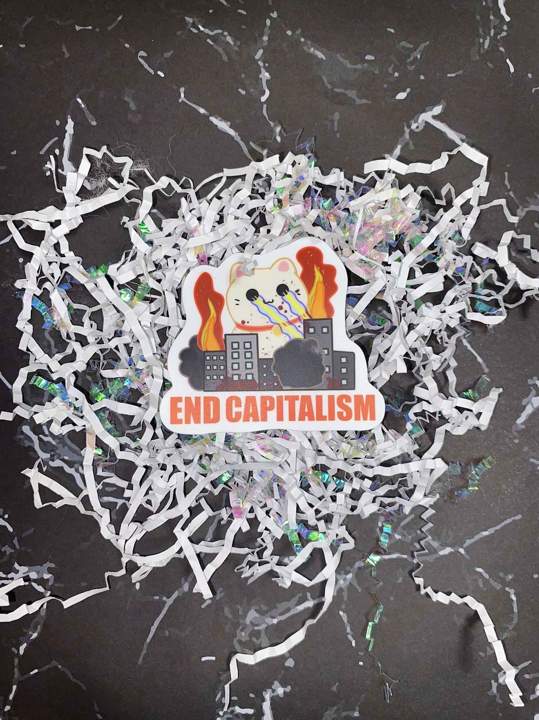 End Capitalism Cat Sticker | Kawaii Art | Cute Stationery - Etsy