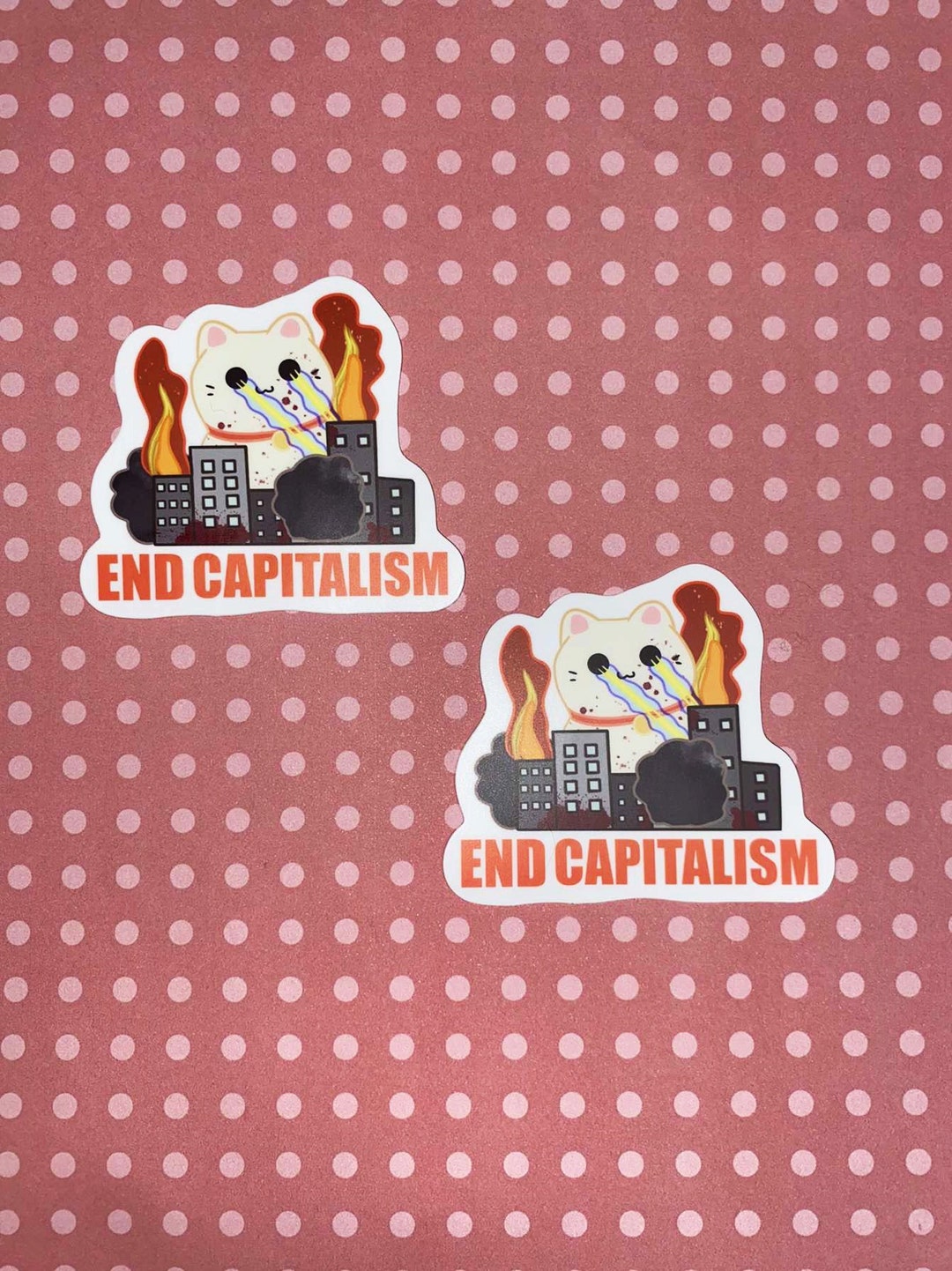 End Capitalism Cat Sticker Kawaii Art Cute Stationery - Etsy