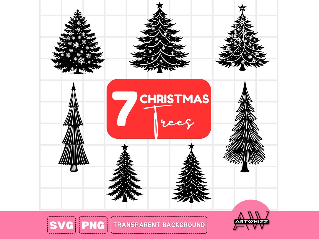 Christmas Tree Bundle SVG, Xmas Tree Cut Files SVG Silhouette Clipart ...