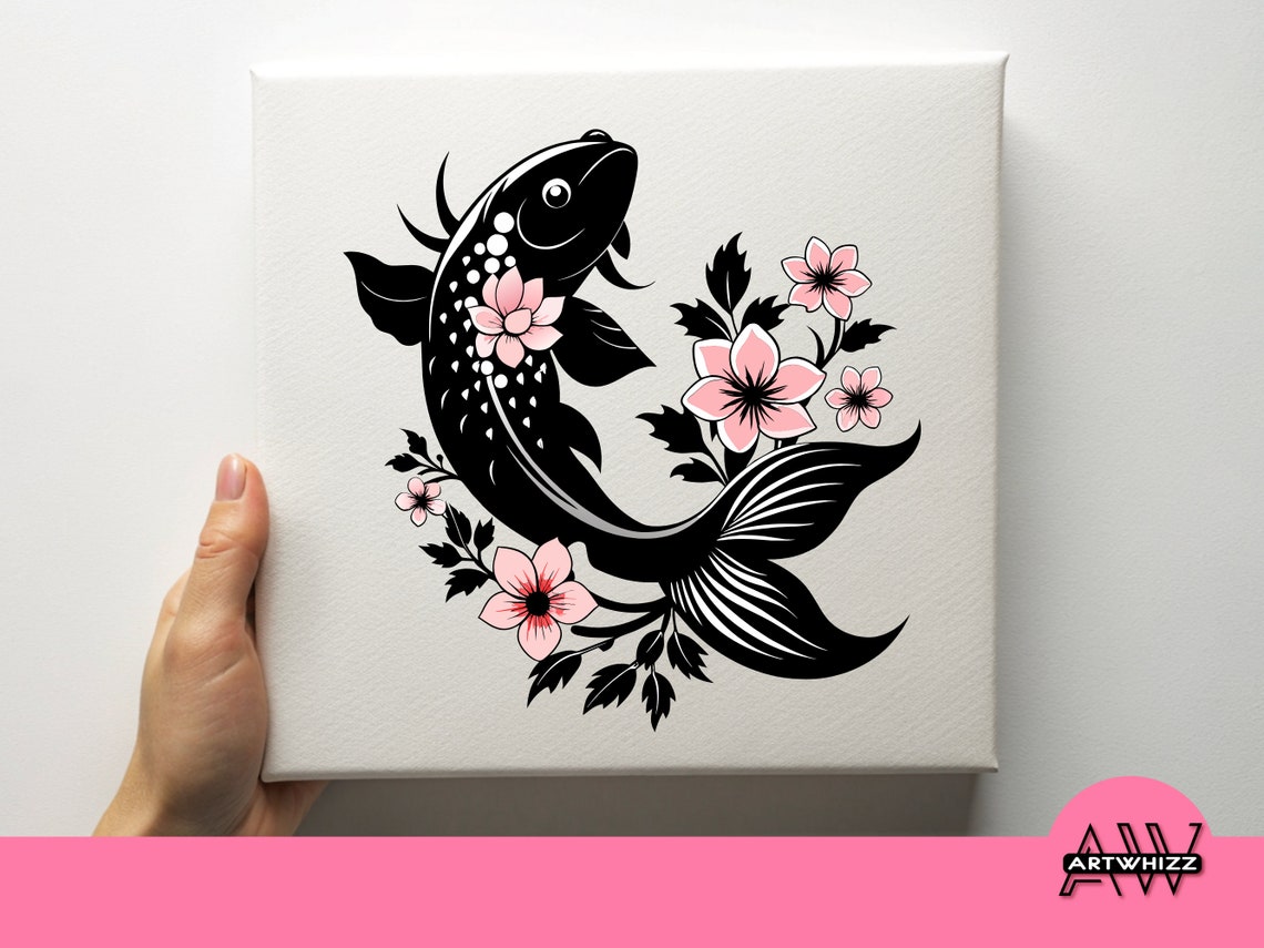 Koi SVG, Koi Fish Floral PNG, Fish SVG Cut File, Cricut File ...