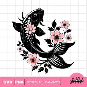Koi SVG, Koi Fish Floral PNG, Fish SVG Cut File, Cricut File ...