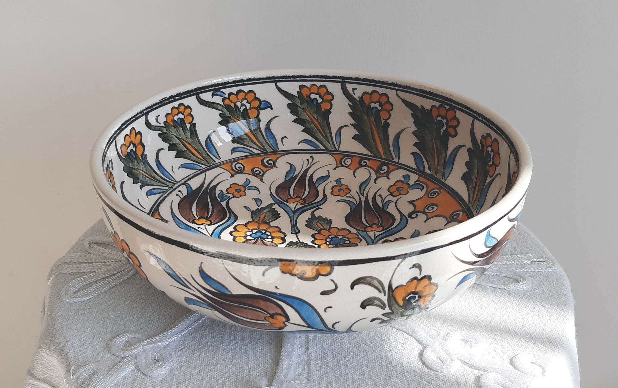 Turkish Handmade Ceramic Pottery Fruit Bowl Salad Bowl 19 cm | Etsy