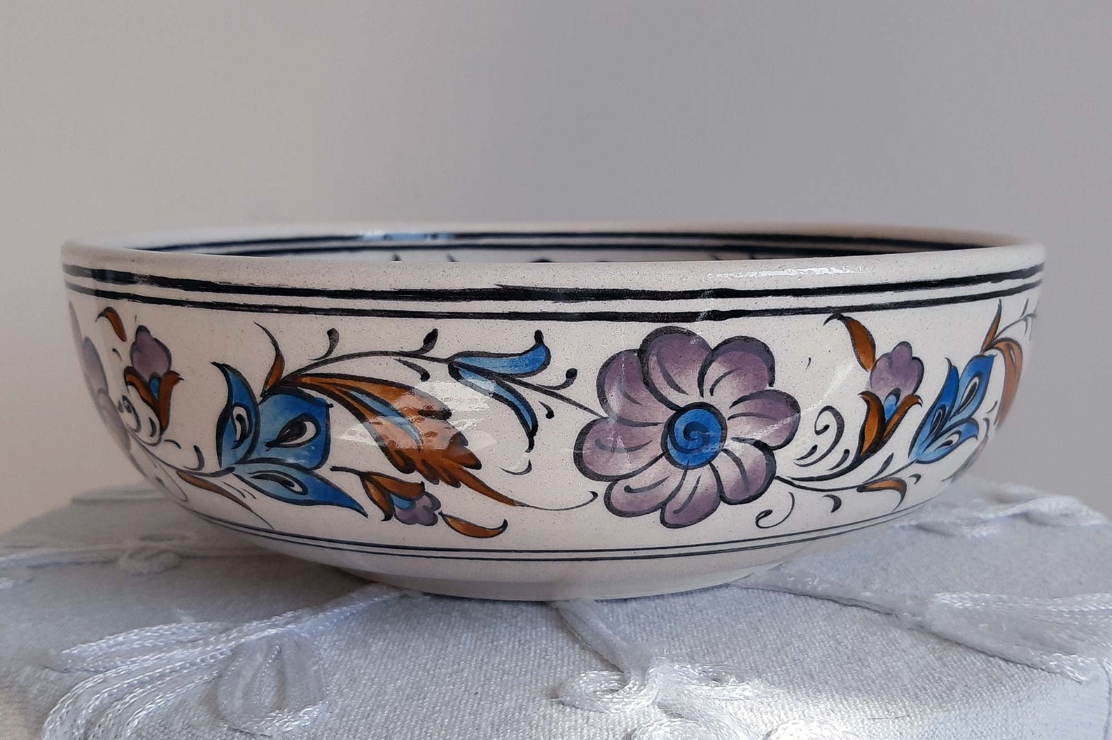 Turkish Handmade Ceramic Pottery Fruit Bowl Salad Bowl 19 Cm (7.5") in ...