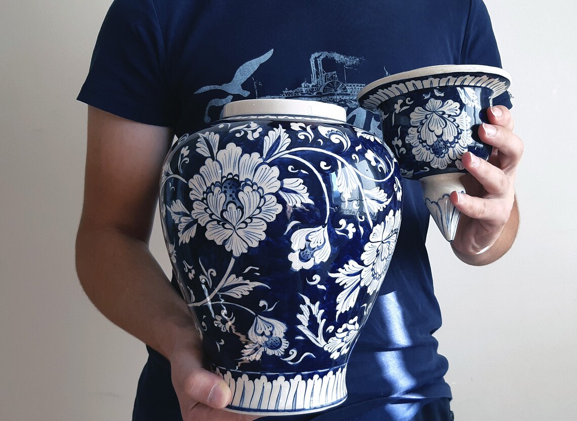 Turkish Hand Painted Ceramic Art Pottery Shah Jar Ginger Jar - Etsy