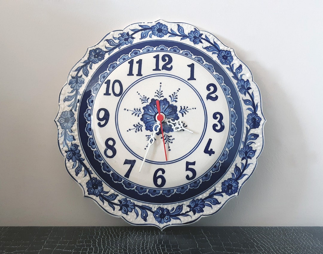 Handmade Ceramic Wall Clock, 32 Cm in Diameter, Wall Decor, Vintage ...
