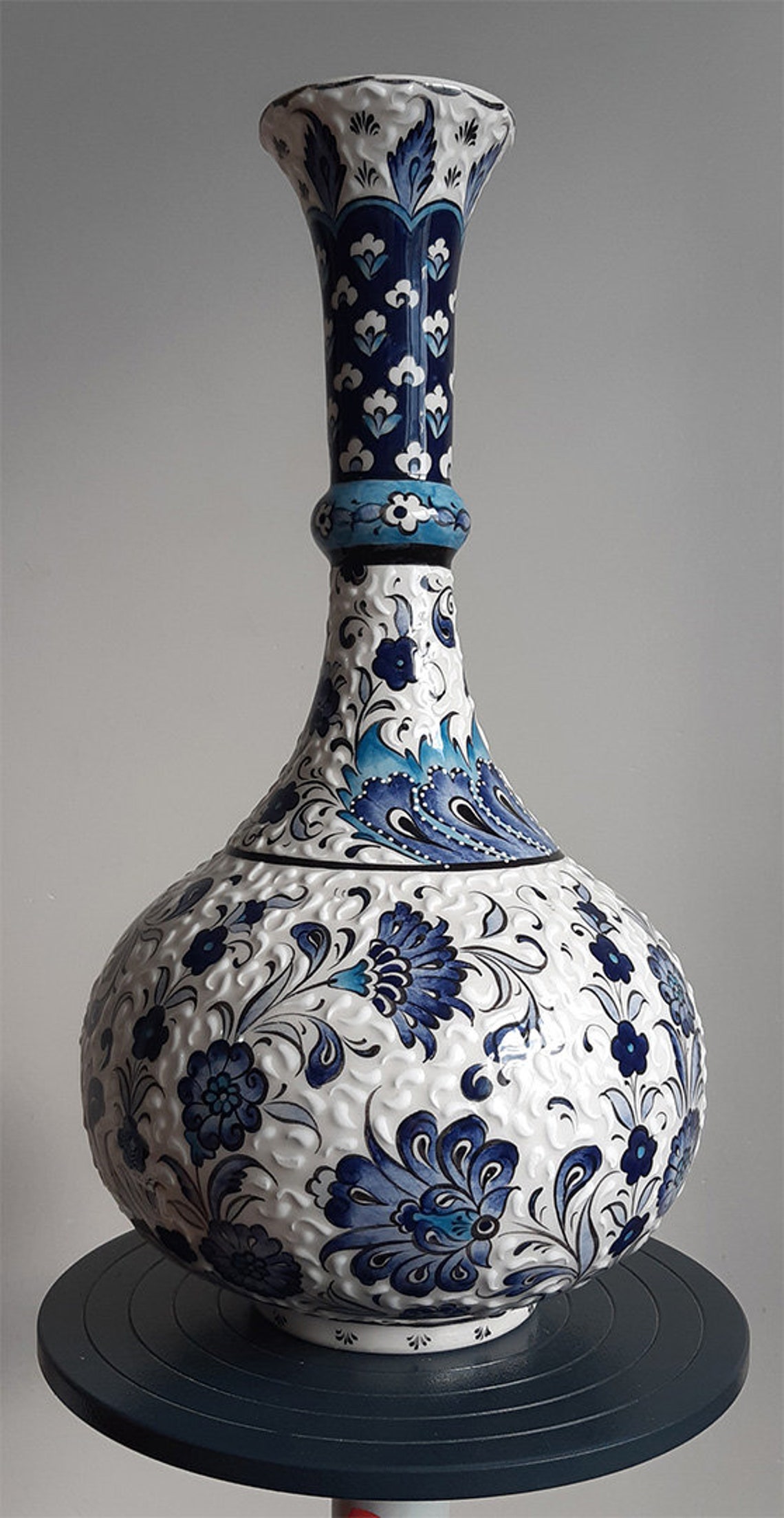 Turkish Hand Painted Ceramic Art Pottery Teardrop Vase 40 Cm - Etsy
