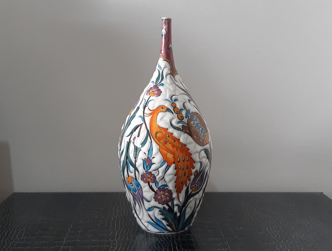 Turkish Hand Crafted Ceramic Pottery Teardrop Bottle 31 Cm of Length ...