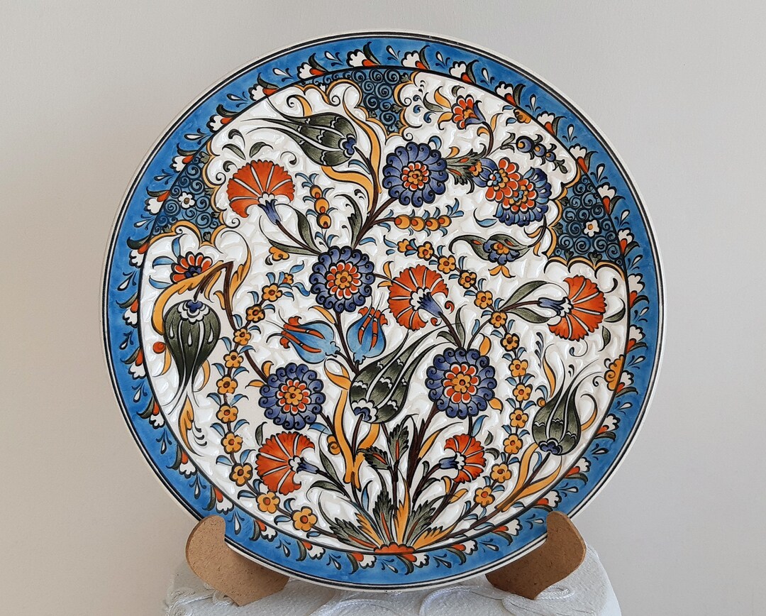 Handmade Turkish Ceramic Plate: Floral Wall Decor (12.2") - Etsy