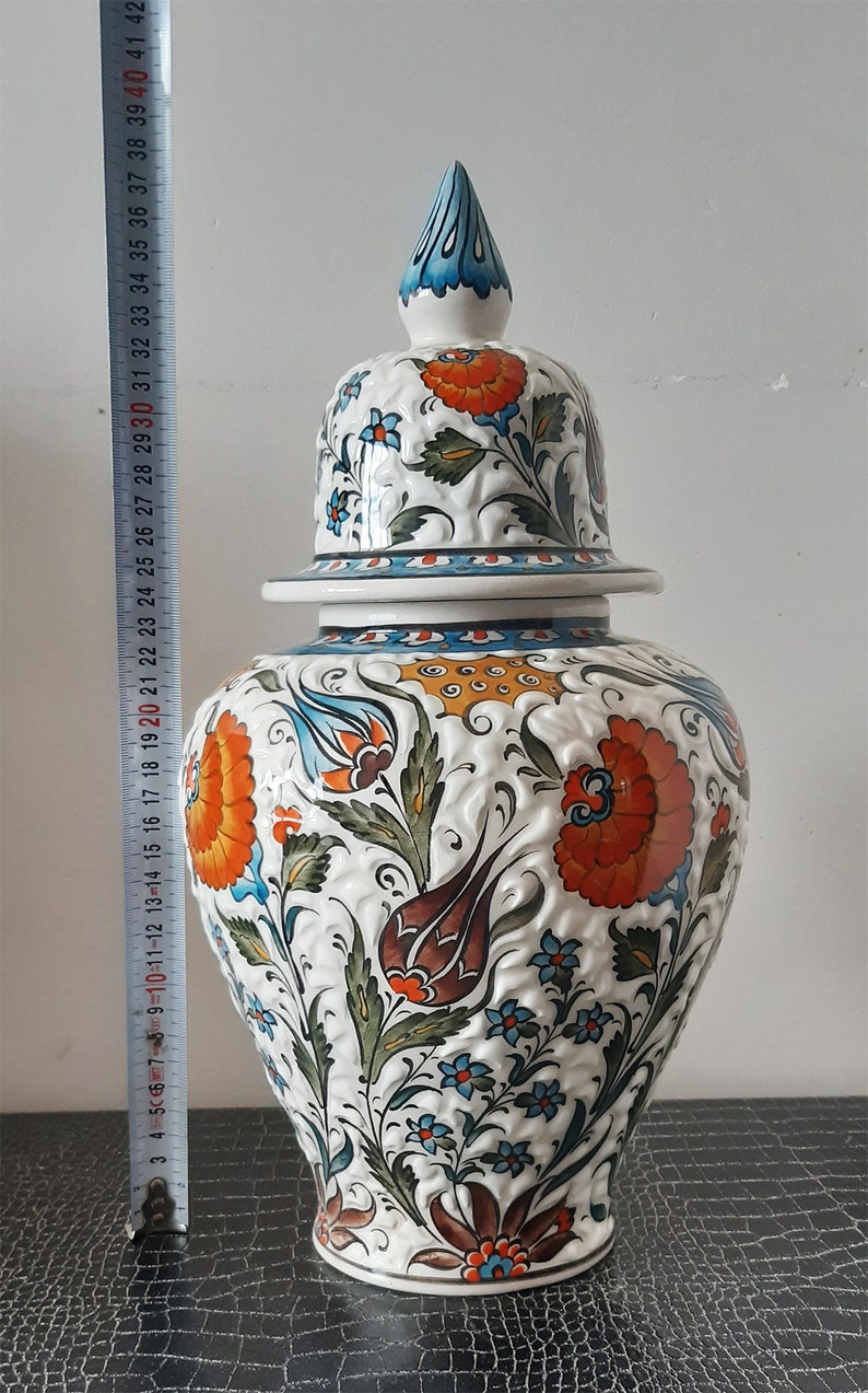 Turkish Hand Painted Ceramic Art Pottery Shah Jar Ginger Jar - Etsy