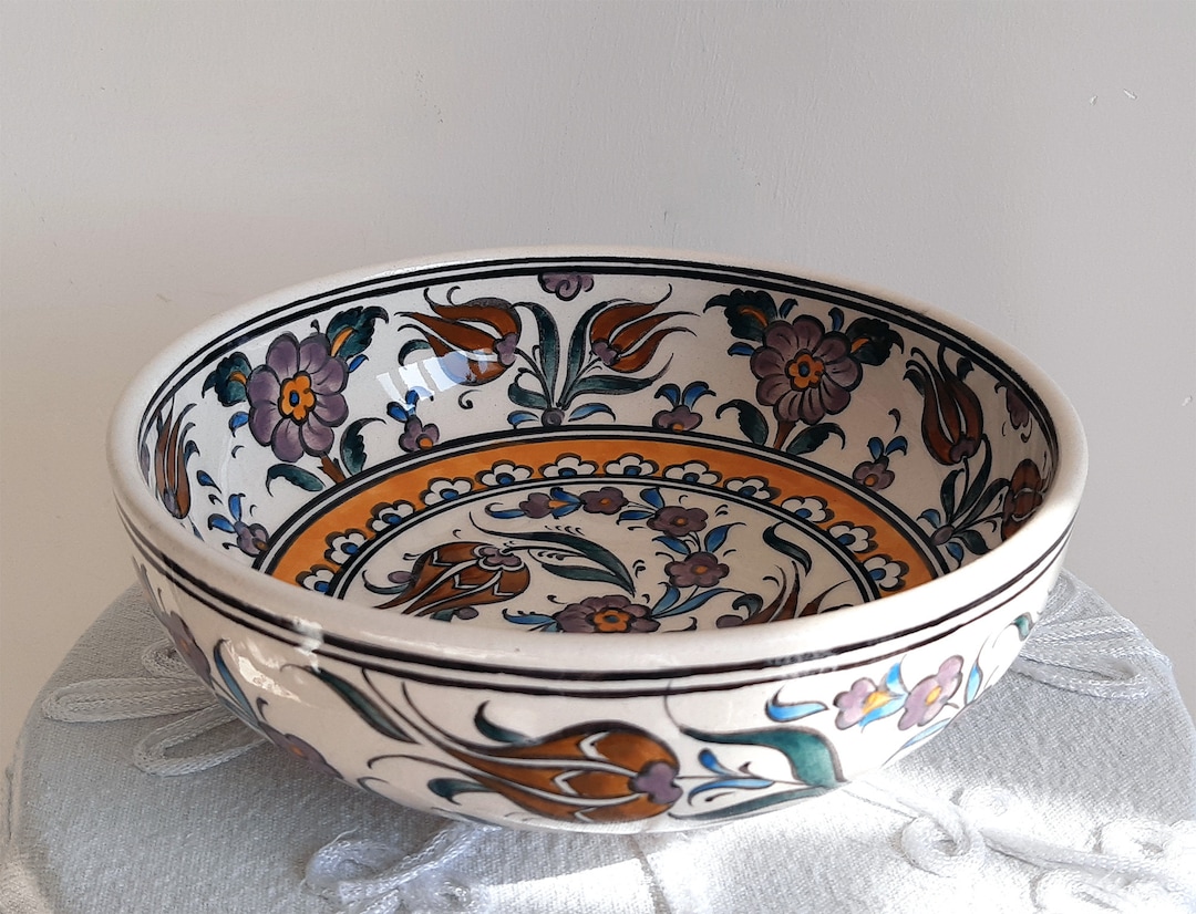 Turkish Handmade Ceramic Pottery Fruit Bowl 19 Cm (7.5") in Diameter - Etsy