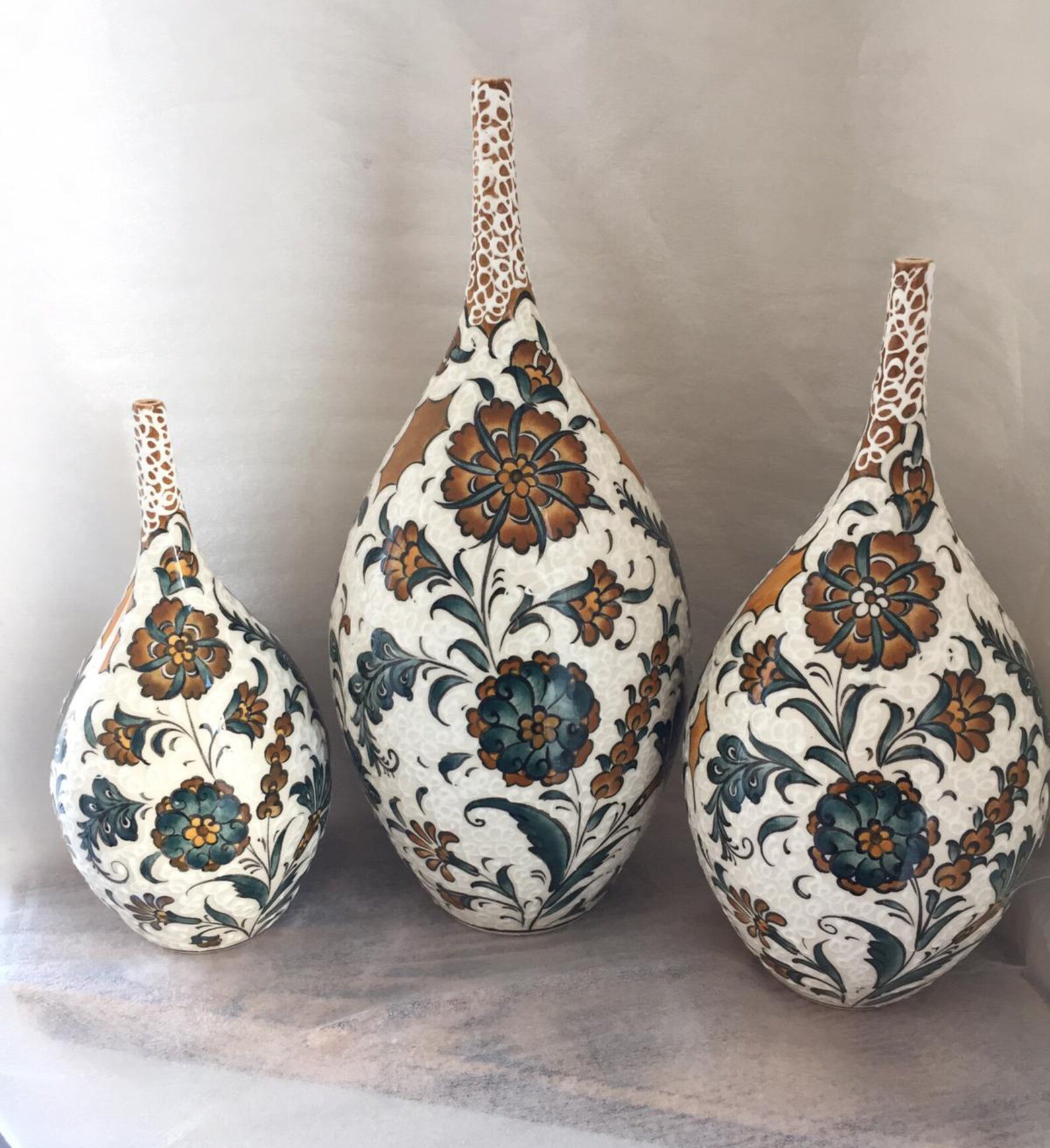 Turkish Hand Crafted Ceramic Pottery Teardrop Bottle 31 Cm of - Etsy