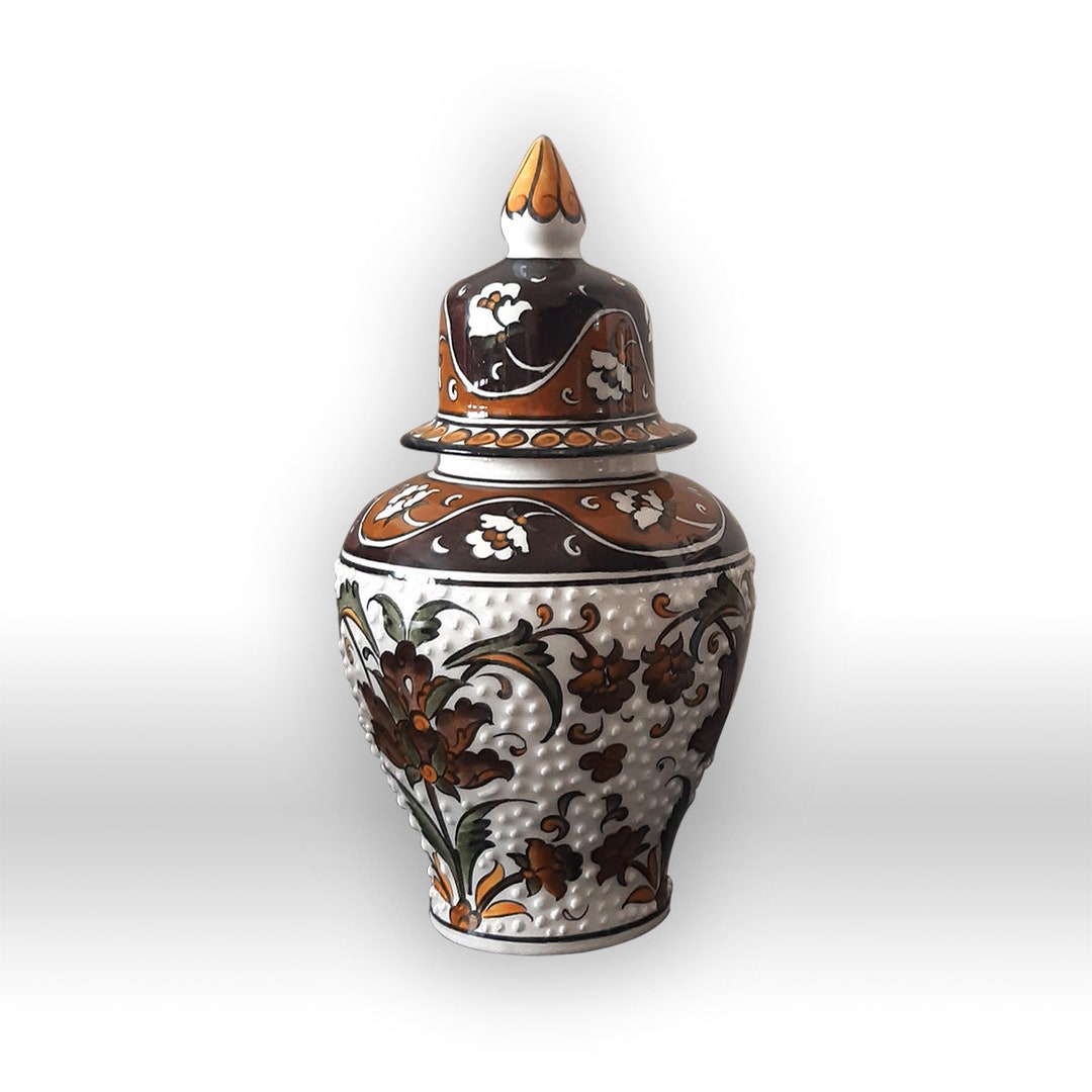 Turkish Hand Painted Ceramic Art Pottery Shah Jar Ginger Jar 24 Cm of ...