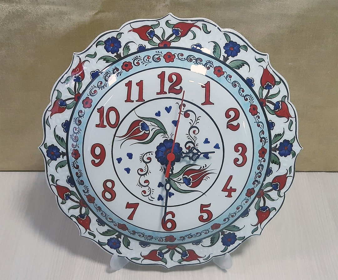 Handmade Ceramic Wall Clock, 32 Cm in Diameter, Wall Decor, Vintage ...