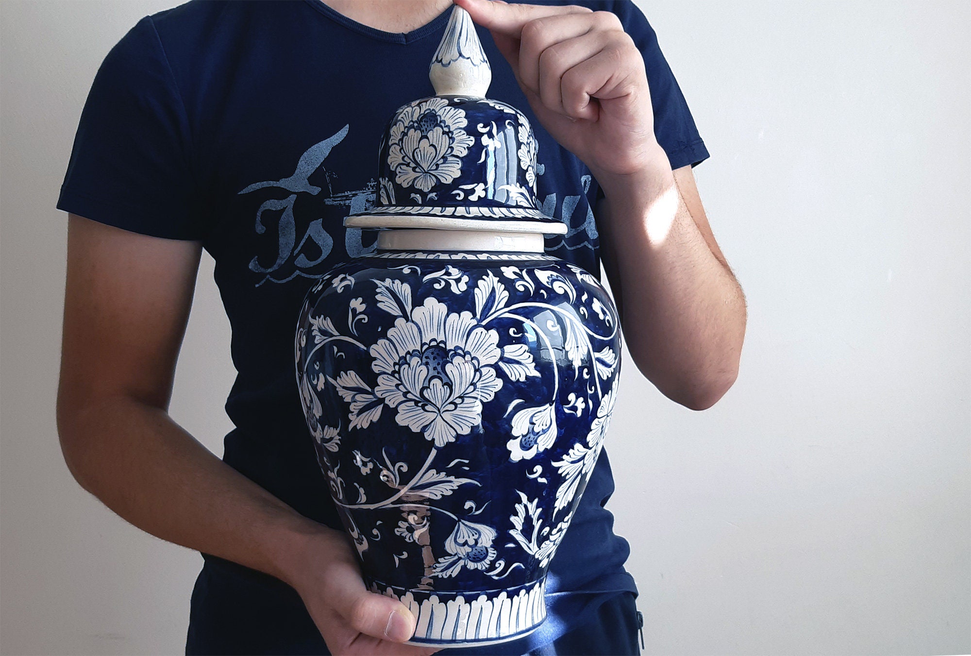 Turkish Hand Painted Ceramic Art Pottery Shah Jar Ginger Jar | Etsy