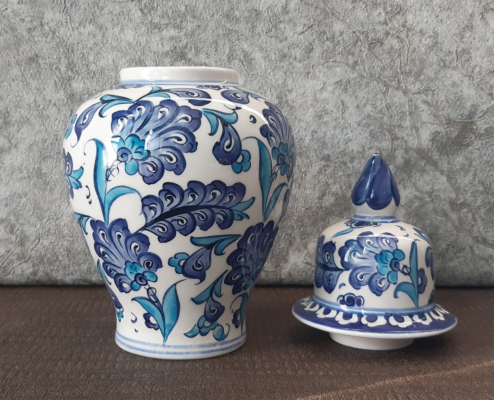 Hand Painted Ceramic Turkish Pottery Shah Jar Ginger Jar 24 Cm of ...