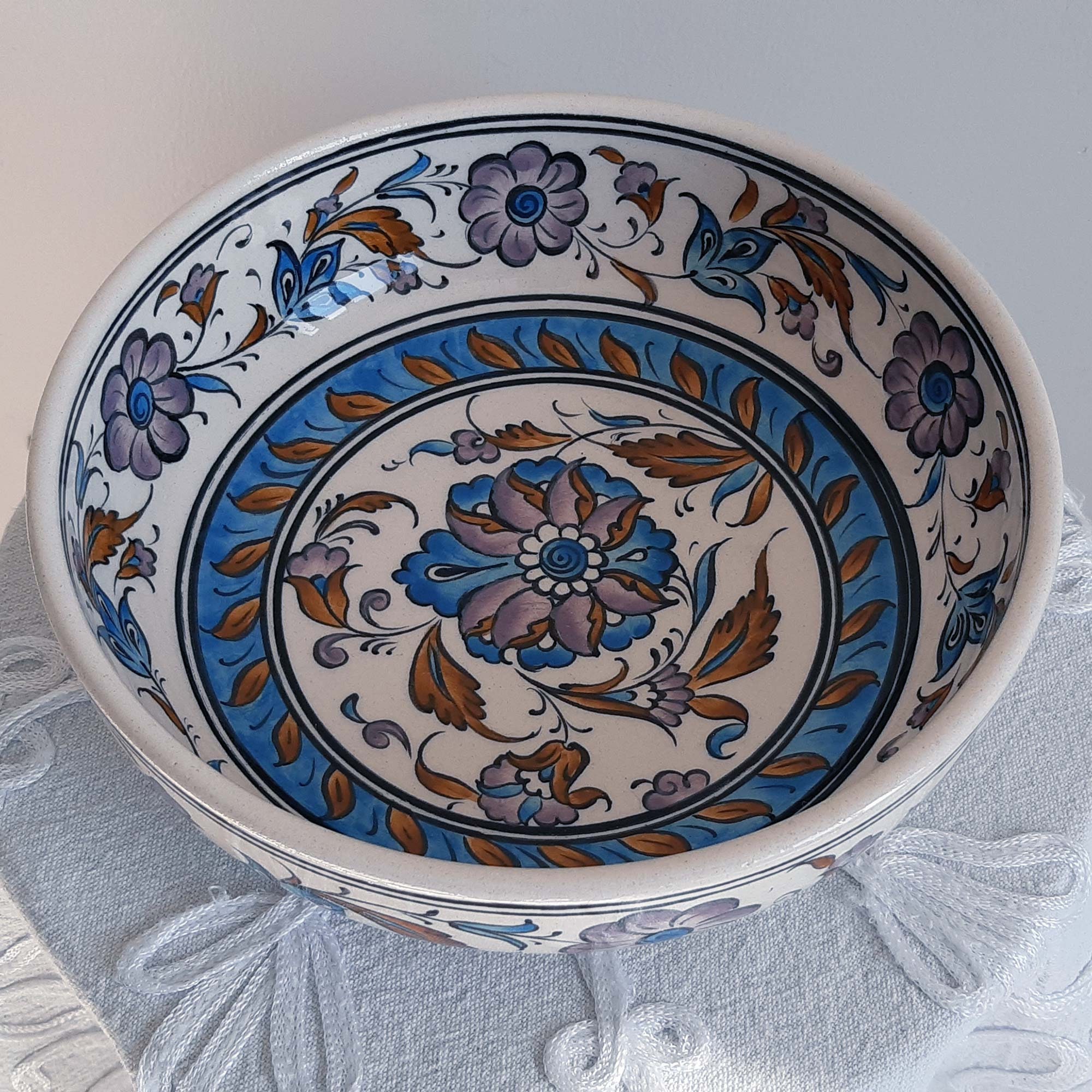 Turkish Handmade Ceramic Pottery Fruit Bowl Salad Bowl 19 Cm (7.5") in ...