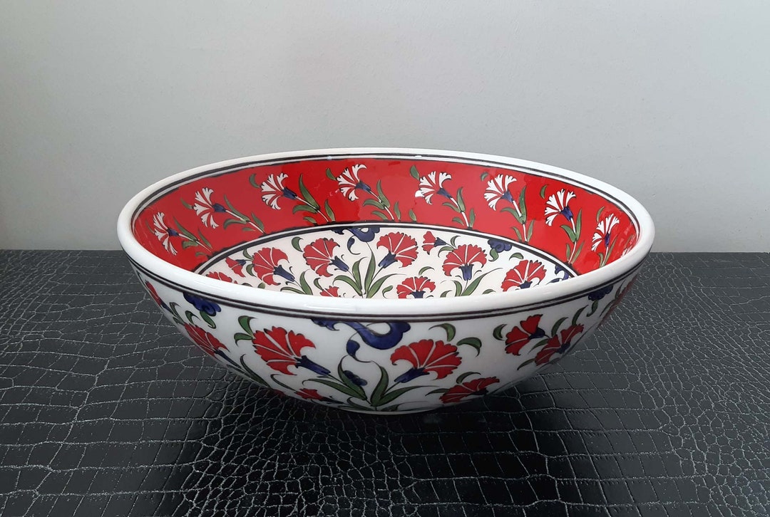 Turkish Handmade Ceramic Pottery Fruit Bowl Salad Bowl Decorative Bowl ...