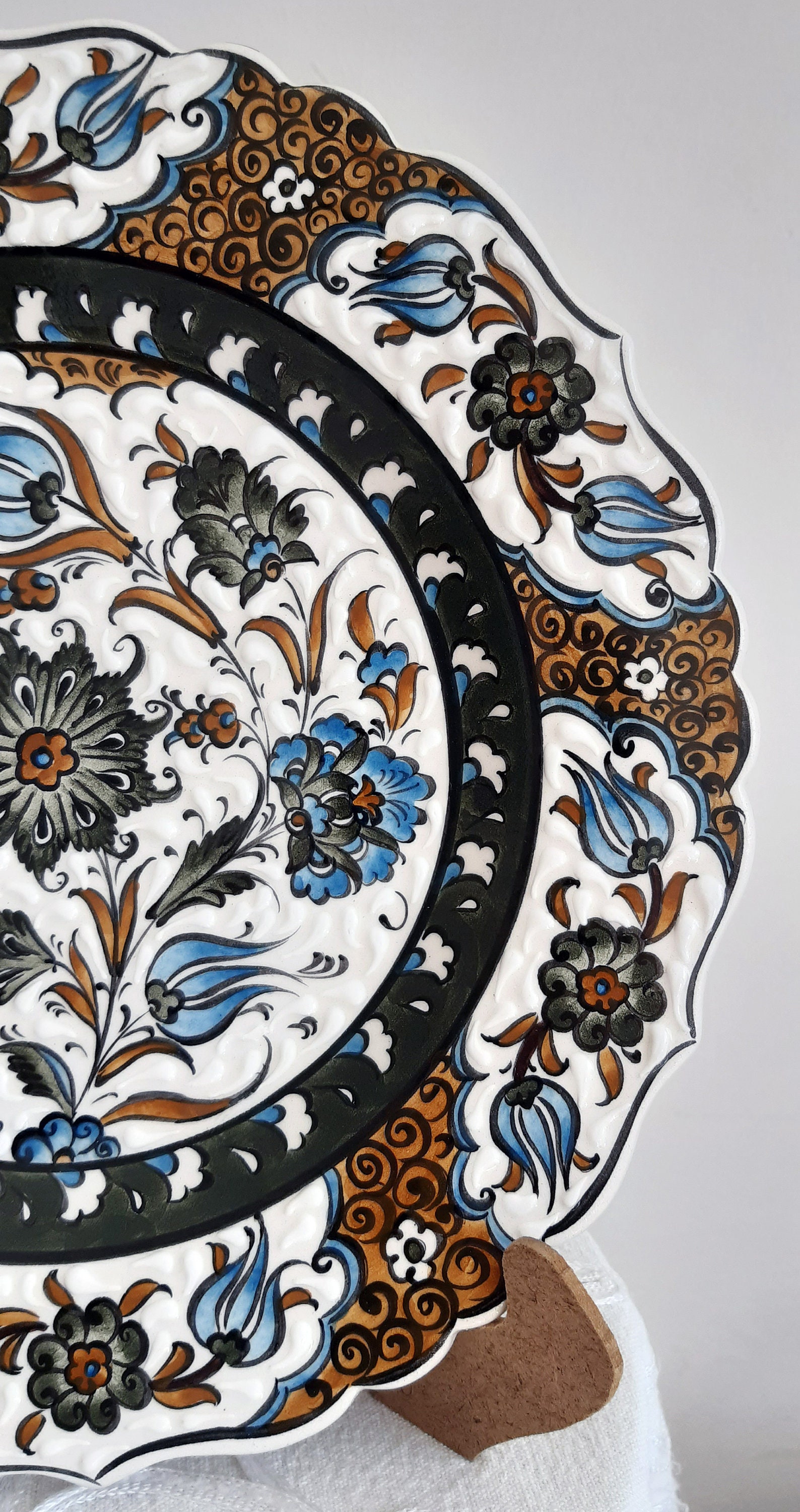 Turkish Hand Crafted Ceramic Pottery Handmade Decorative Plate 26,5 Cm ...