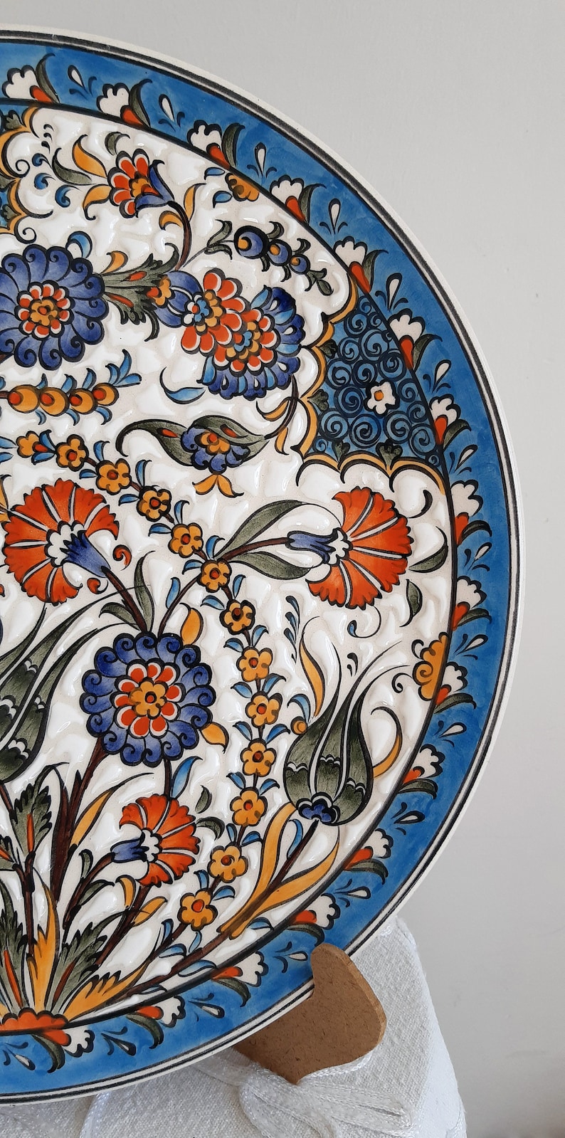 Handmade Turkish Ceramic Plate: Floral Wall Decor (12.2") - Etsy
