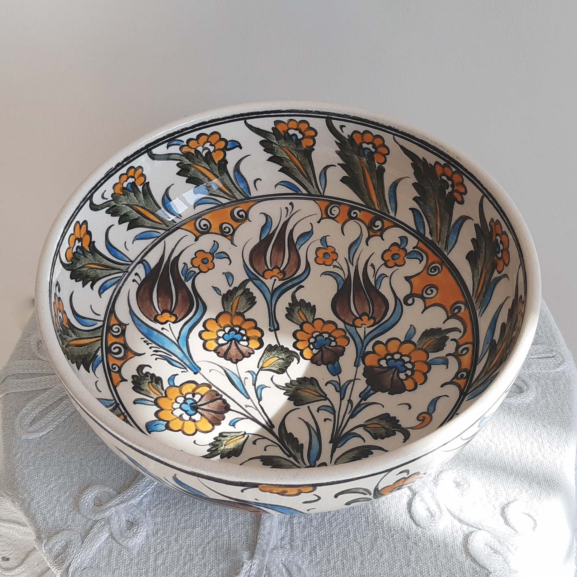 Turkish Handmade Ceramic Pottery Fruit Bowl Salad Bowl 19 cm | Etsy