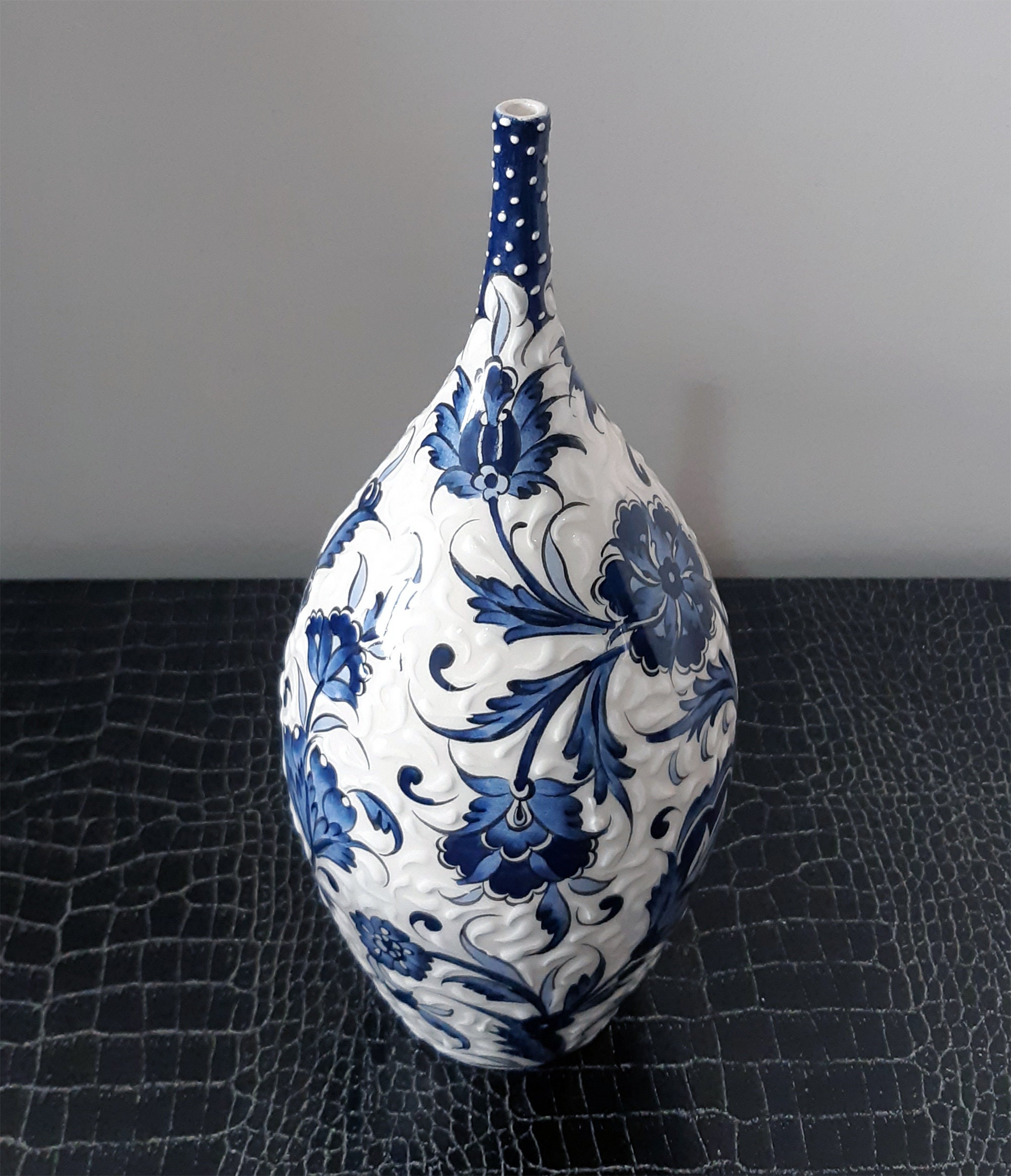 Turkish Hand Crafted Ceramic Pottery Teardrop Bottle 31 Cm of Length ...