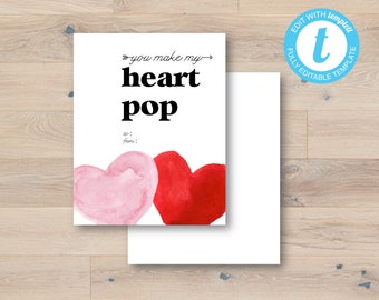 You Make My Heart Pop Valentine's Day Cards & Tags. | Etsy
