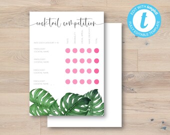 Cocktail Score Card - Etsy