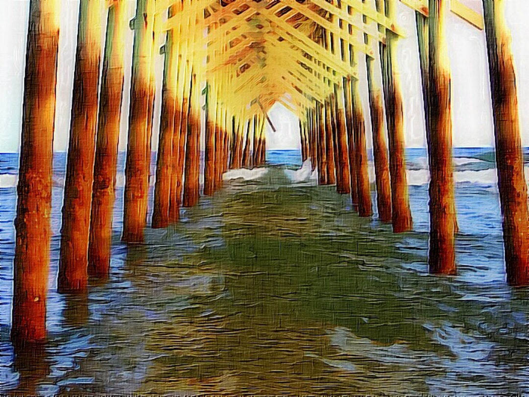 Ocean Pier, Pier Painted Photo, Digital Print, Digital Download, Ocean ...