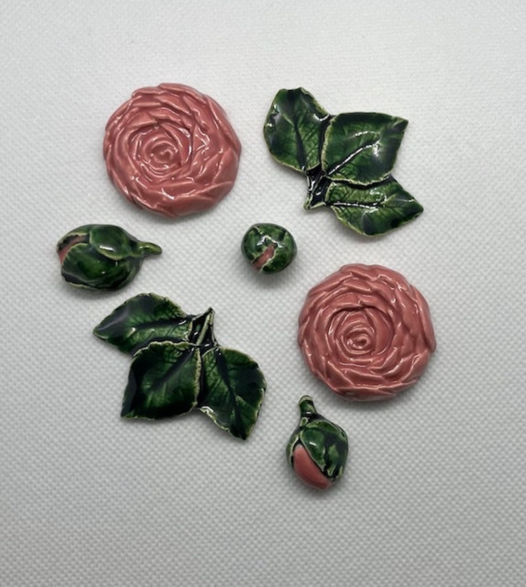Lovely Ceramic Rose and Leaves Tiles - Etsy